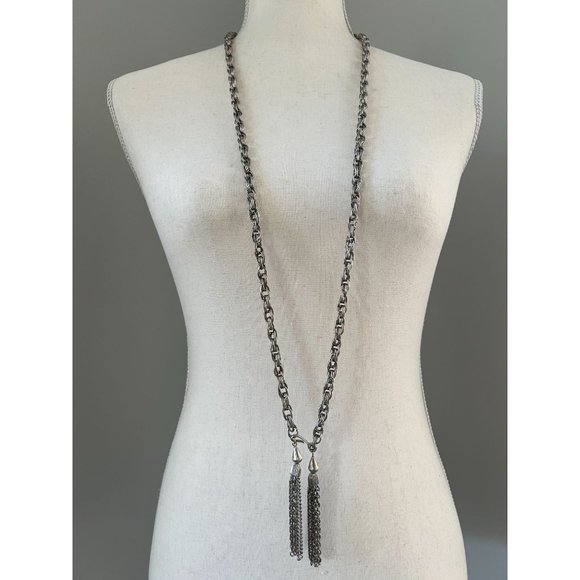 Umbranded | Accessories | Vintage Silver Tone Fancy Link Chain Tassel ...
